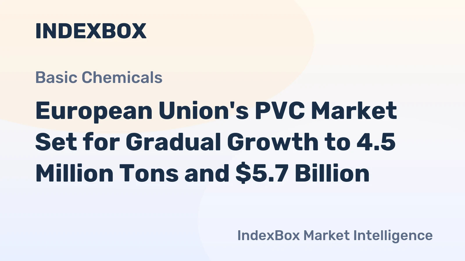 European Union's PVC Market Set for Gradual Growth to 4.5 Million Tons and $5.7 Billion