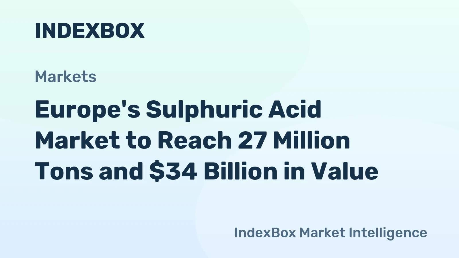 Europe's Sulphuric Acid Market to Reach 27 Million Tons and $34 Billion in Value