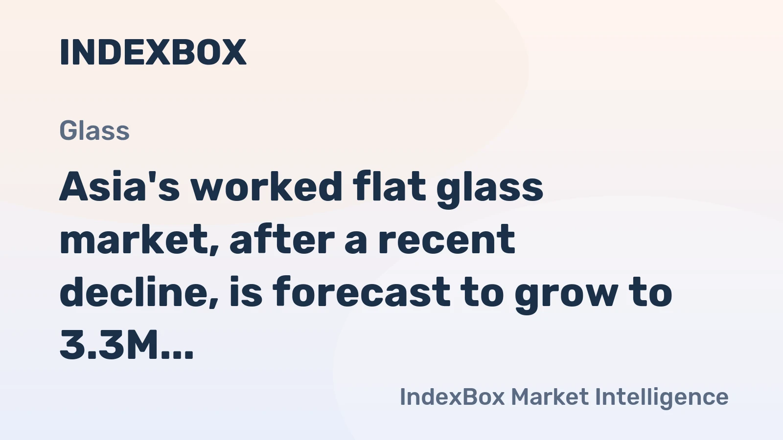 Asia's worked flat glass market, after a recent decline, is forecast to grow to 3.3M tons and $30B by 2035.