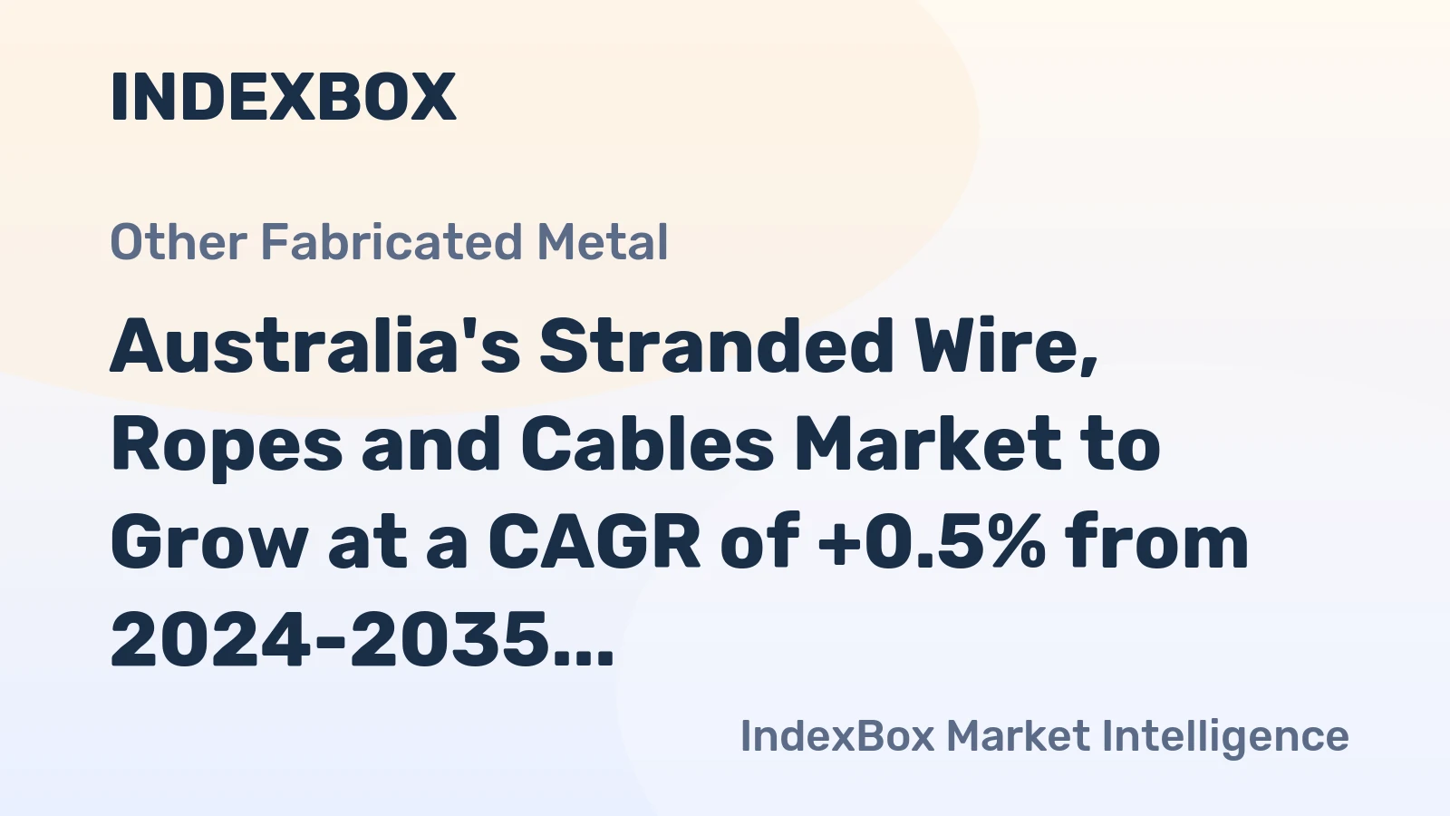 Australia's Stranded Wire, Ropes and Cables Market to Grow at a CAGR of +0.5% from 2024-2035, Reaching 110K tons