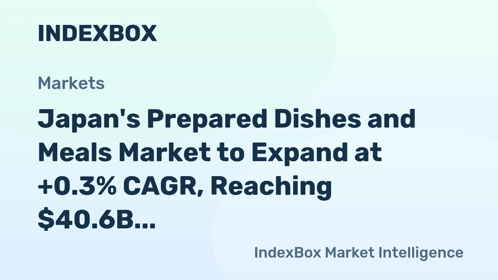 Japan's Prepared Dishes and Meals Market to Expand at +0.3% CAGR, Reaching $40.6B by 2035