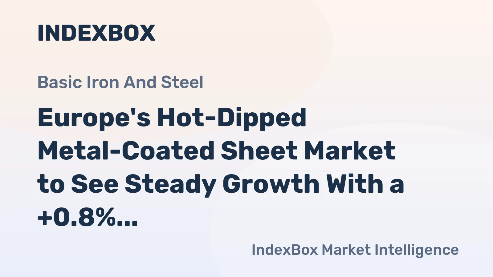 Europe's Hot-Dipped Metal-Coated Sheet Market to See Steady Growth With a +0.8% Volume CAGR