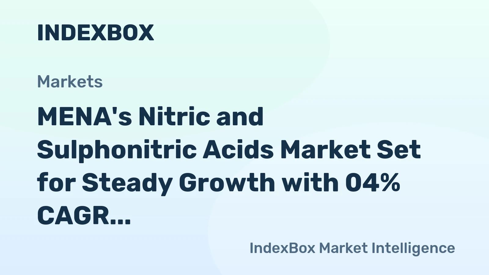 MENA's Nitric and Sulphonitric Acids Market Set for Steady Growth with 04% CAGR Through 2035