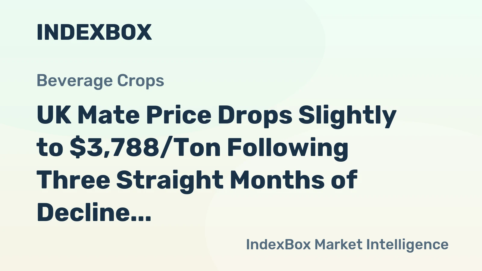 UK Mate Price Drops Slightly to $3,788/Ton Following Three Straight Months of Decline