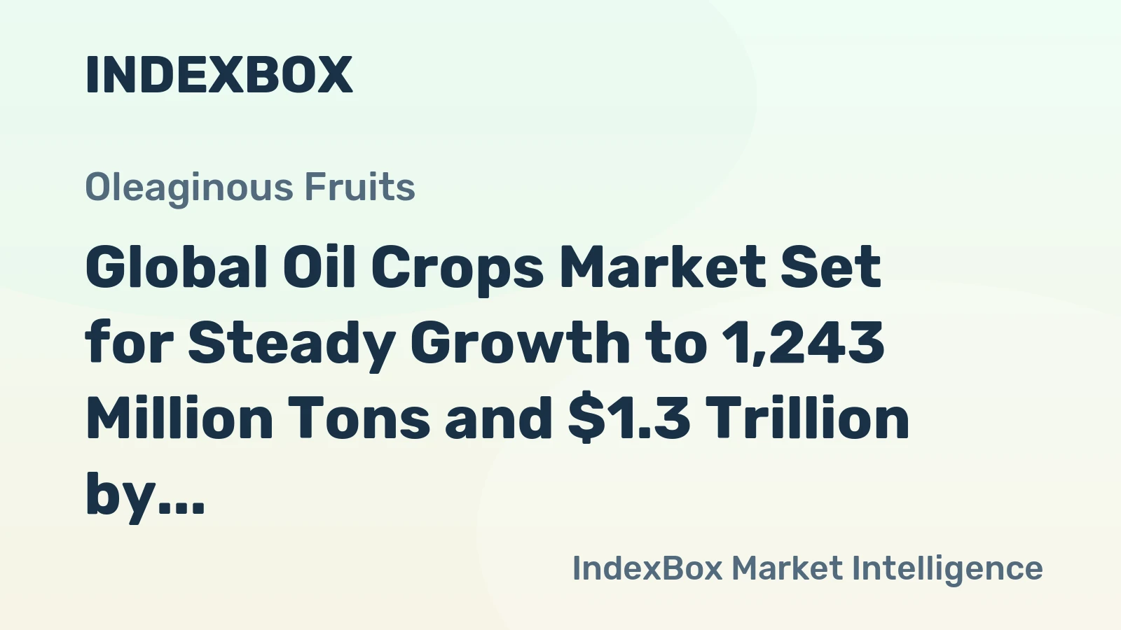 Global Oil Crops Market Set for Steady Growth to 1,243 Million Tons and $1.3 Trillion by 2035