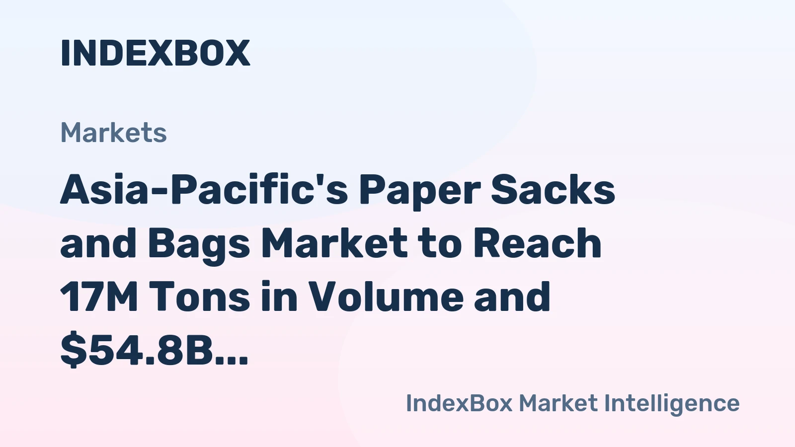 Asia-Pacific's Paper Sacks and Bags Market to Reach 17M Tons in Volume and $54.8B in Value by 2035