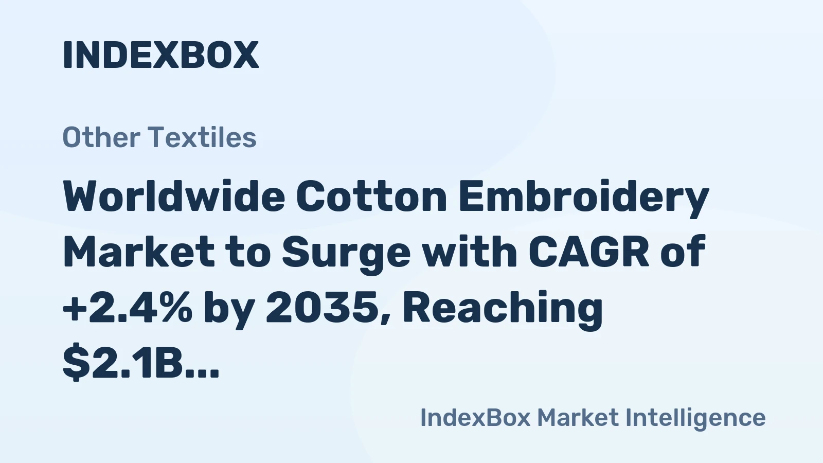 Worldwide Cotton Embroidery Market to Surge with CAGR of +2.4% by 2035, Reaching $2.1B in Value