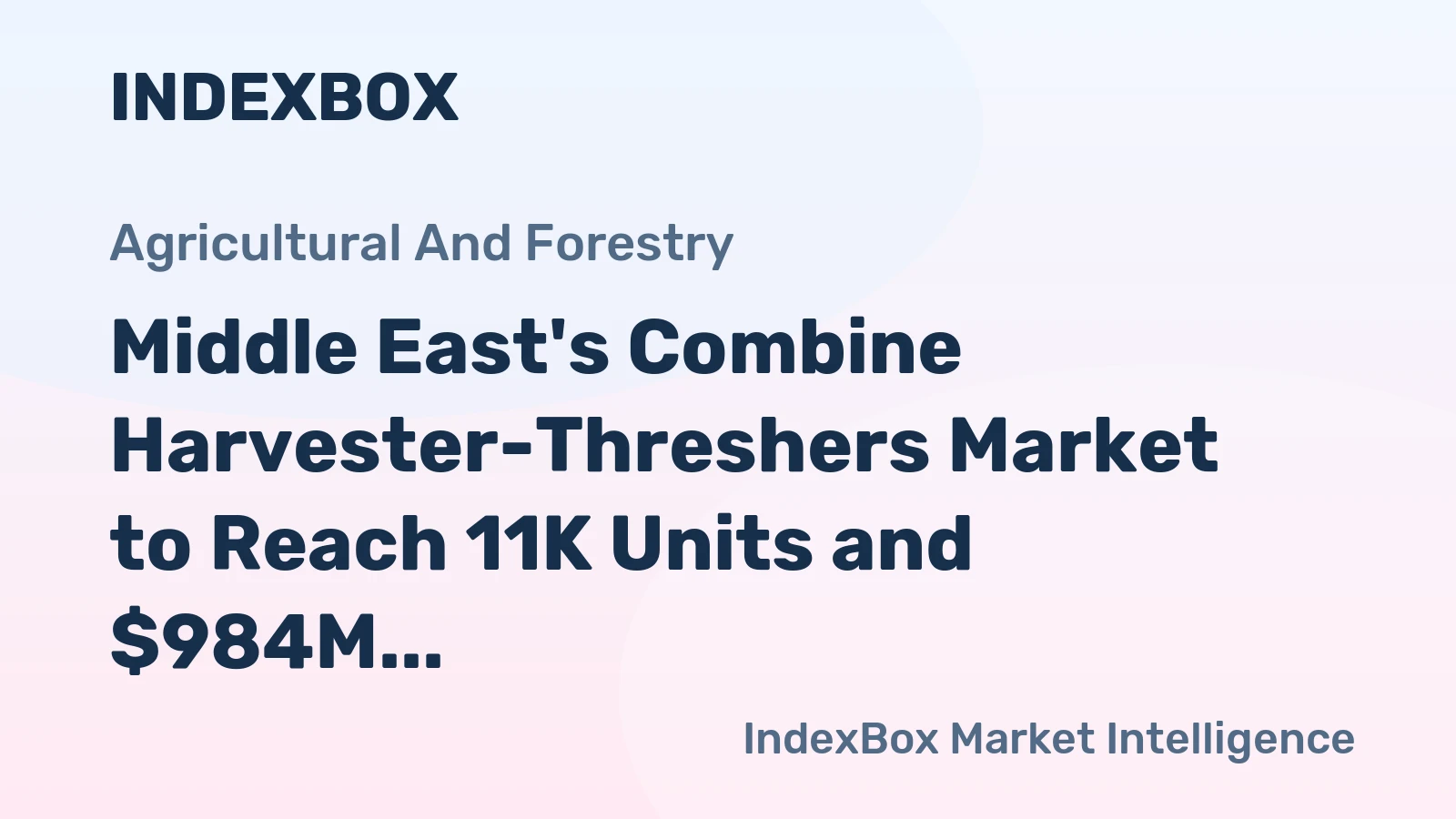 Middle East's Combine Harvester-Threshers Market to Reach 11K Units and $984M by 2035