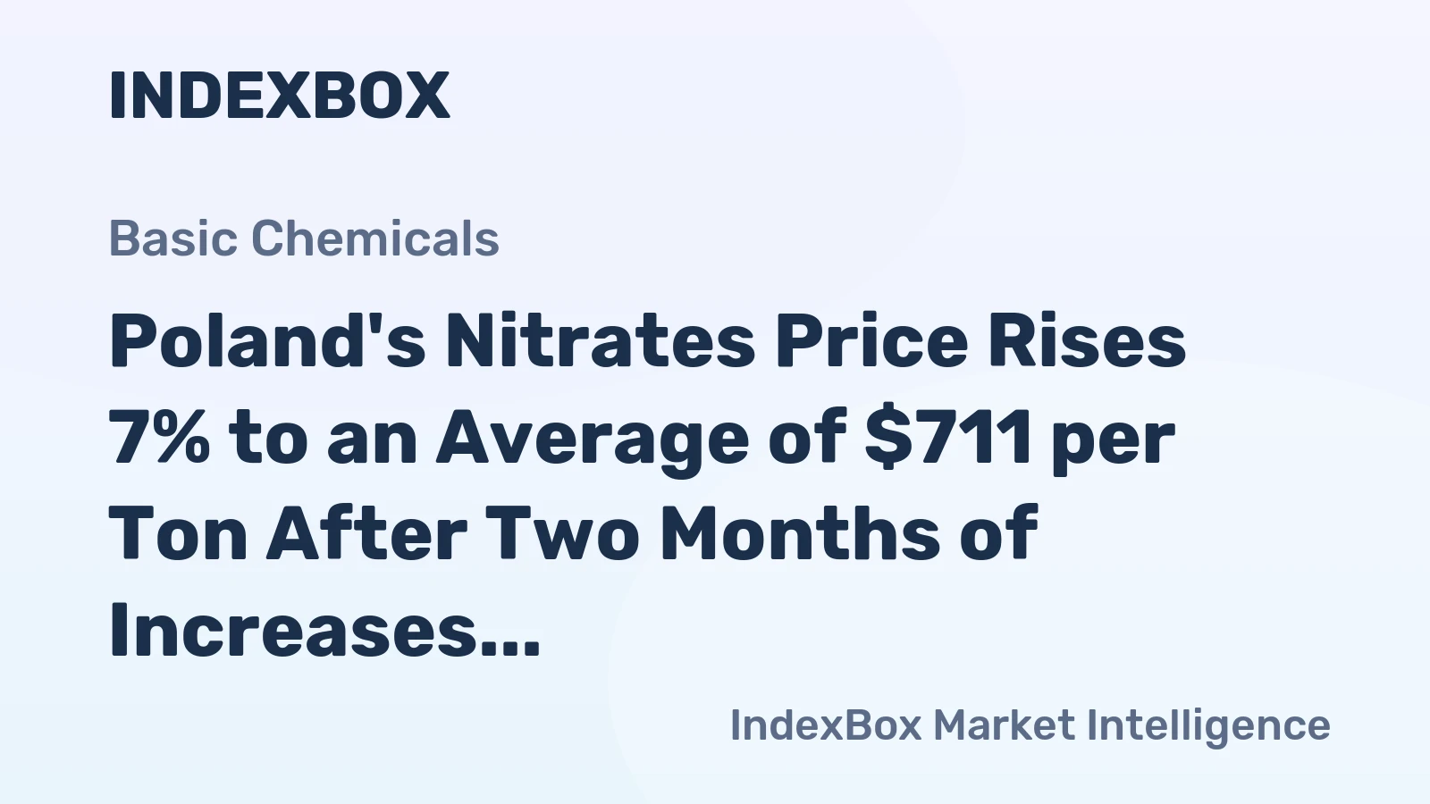 Poland's Nitrates Price Rises 7% to an Average of $711 per Ton After Two Months of Increases