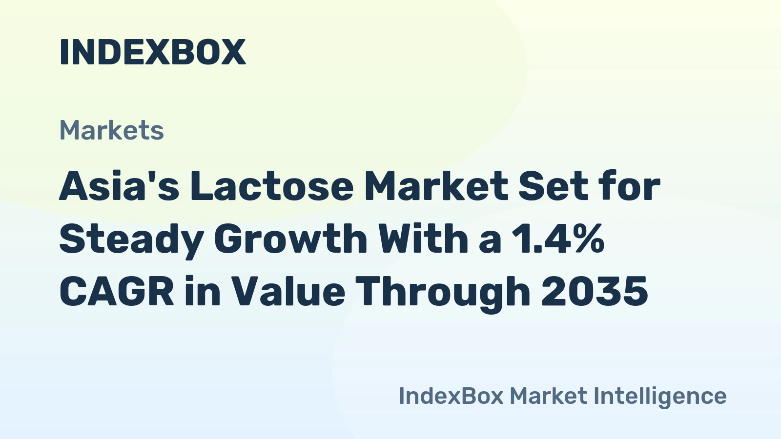 Asia's Lactose Market Set for Steady Growth With a 1.4% CAGR in Value Through 2035