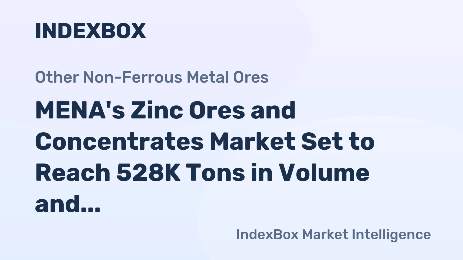 MENA's Zinc Ores and Concentrates Market Set to Reach 528K Tons in Volume and $657M in Value by 2035