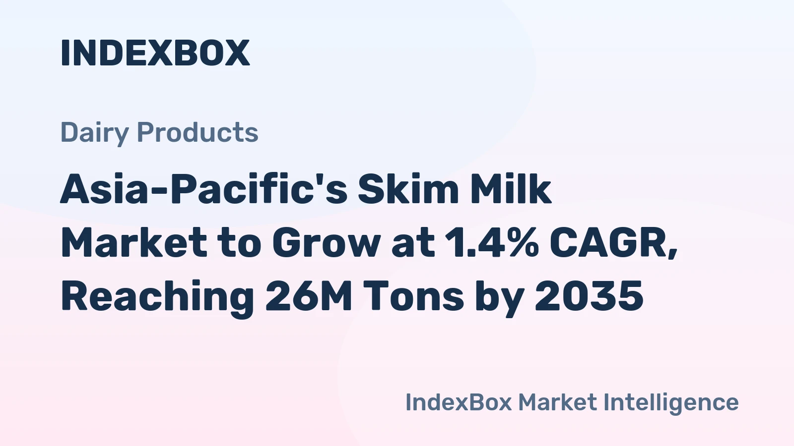 Asia-Pacific's Skim Milk Market to Grow at 1.4% CAGR, Reaching 26M Tons by 2035