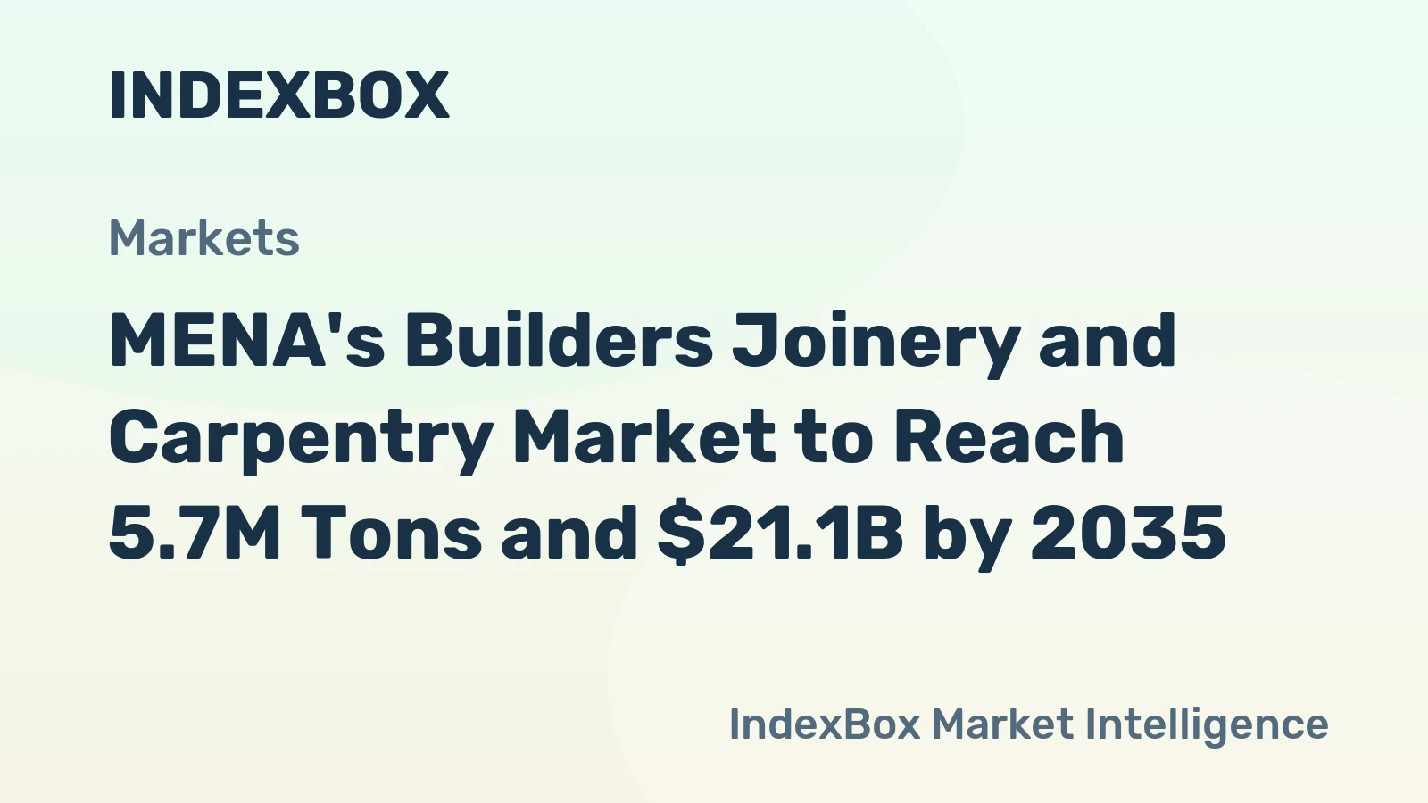 MENA's Builders Joinery and Carpentry Market to Reach 5.7M Tons and $21.1B by 2035