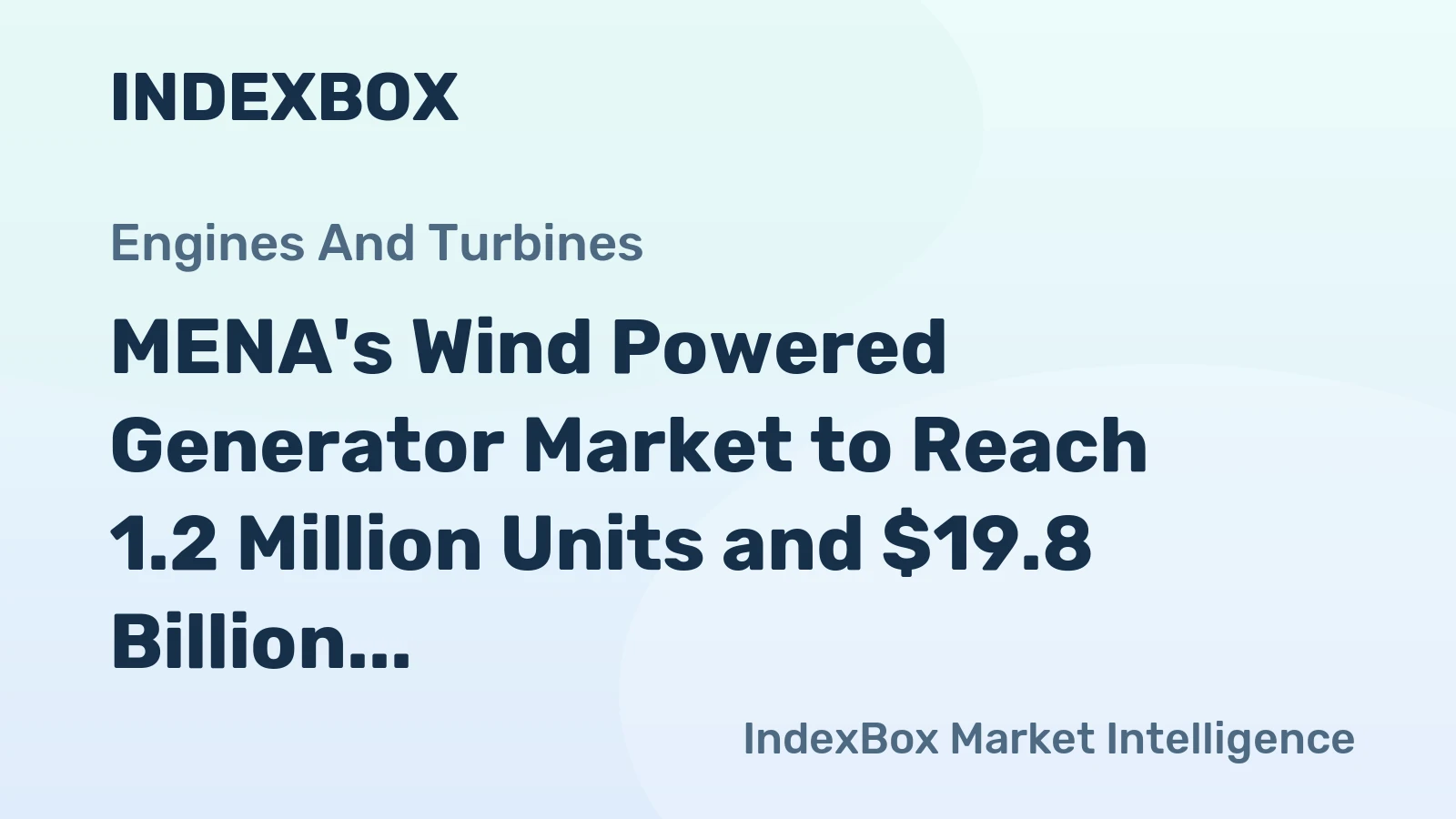 MENA's Wind Powered Generator Market to Reach 1.2 Million Units and $19.8 Billion by 2035