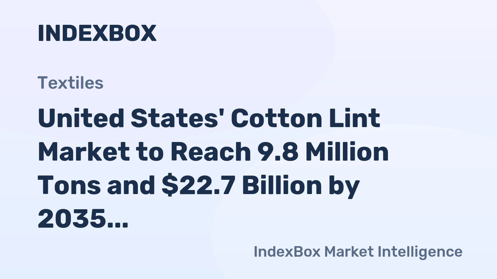 United States' Cotton Lint Market to Reach 9.8 Million Tons and $22.7 Billion by 2035