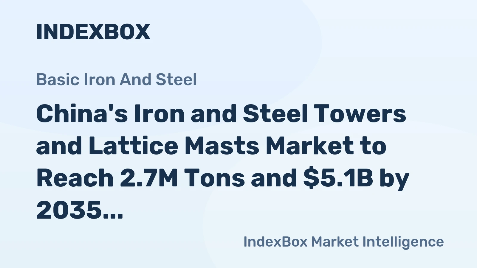 China's Iron and Steel Towers and Lattice Masts Market to Reach 2.7M Tons and $5.1B by 2035