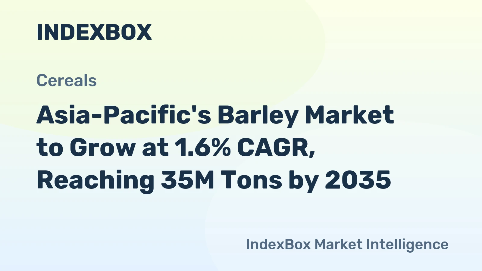 Asia-Pacific's Barley Market to Grow at 1.6% CAGR, Reaching 35M Tons by 2035