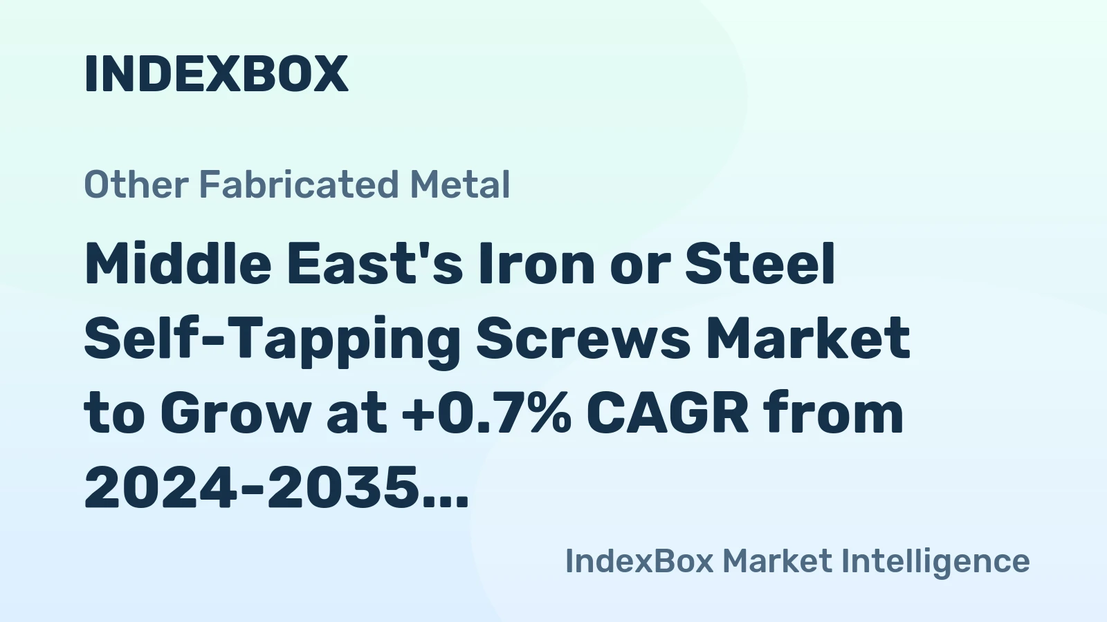 Middle East's Iron or Steel Self-Tapping Screws Market to Grow at +0.7% CAGR from 2024-2035