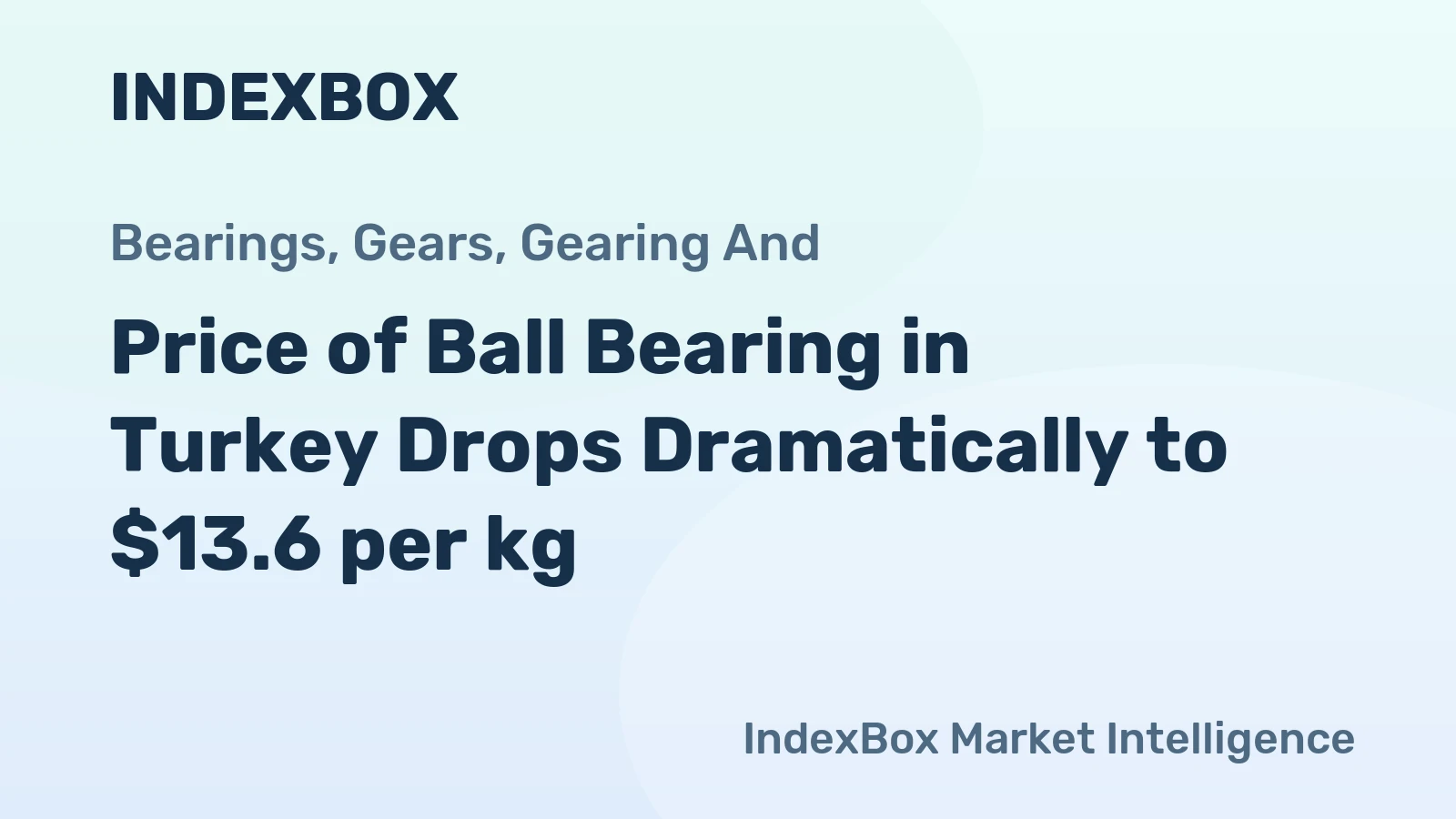 Price of Ball Bearing in Turkey Drops Dramatically to $13.6 per kg