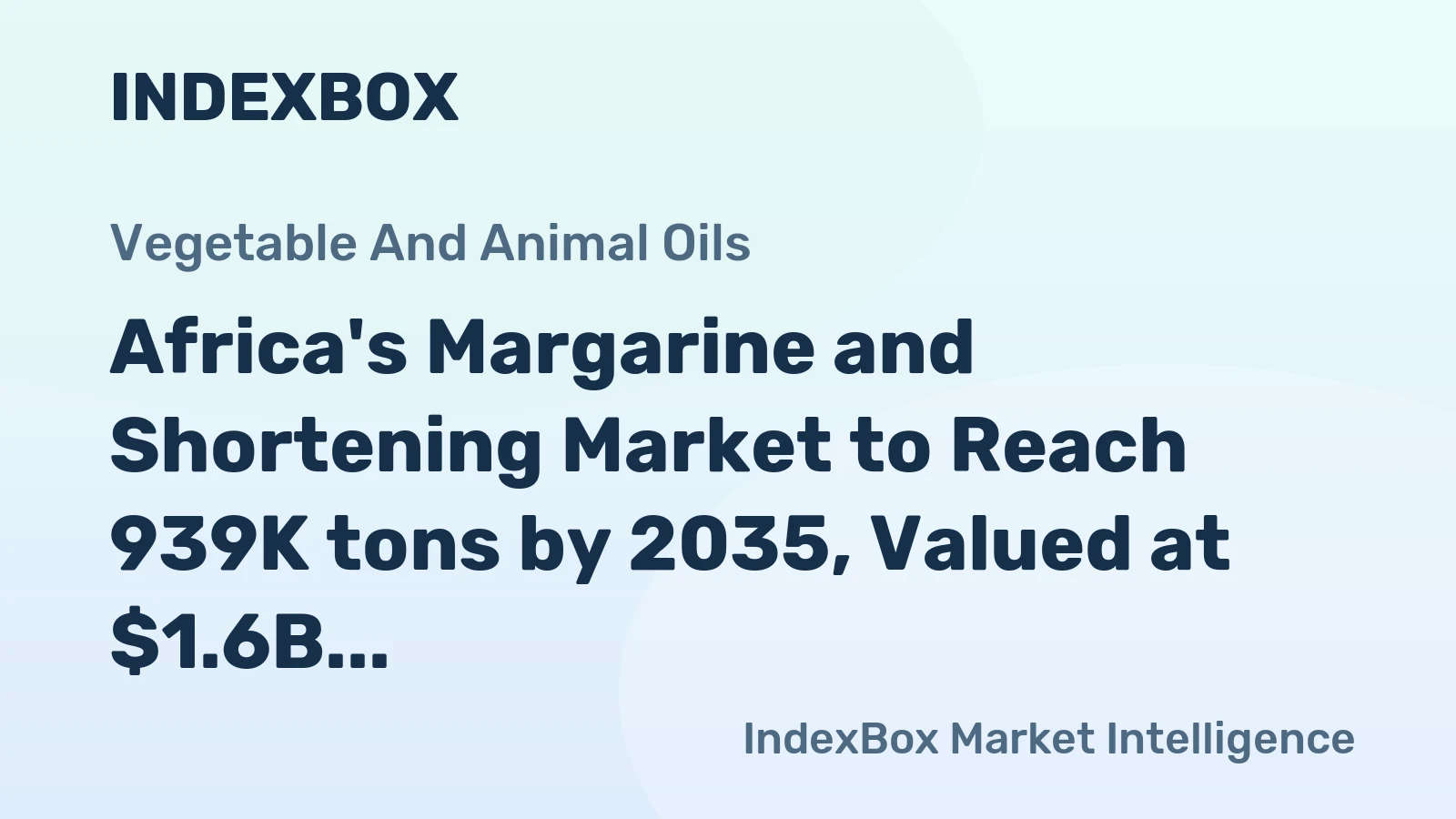 Africa's Margarine and Shortening Market to Reach 939K tons by 2035, Valued at $1.6B