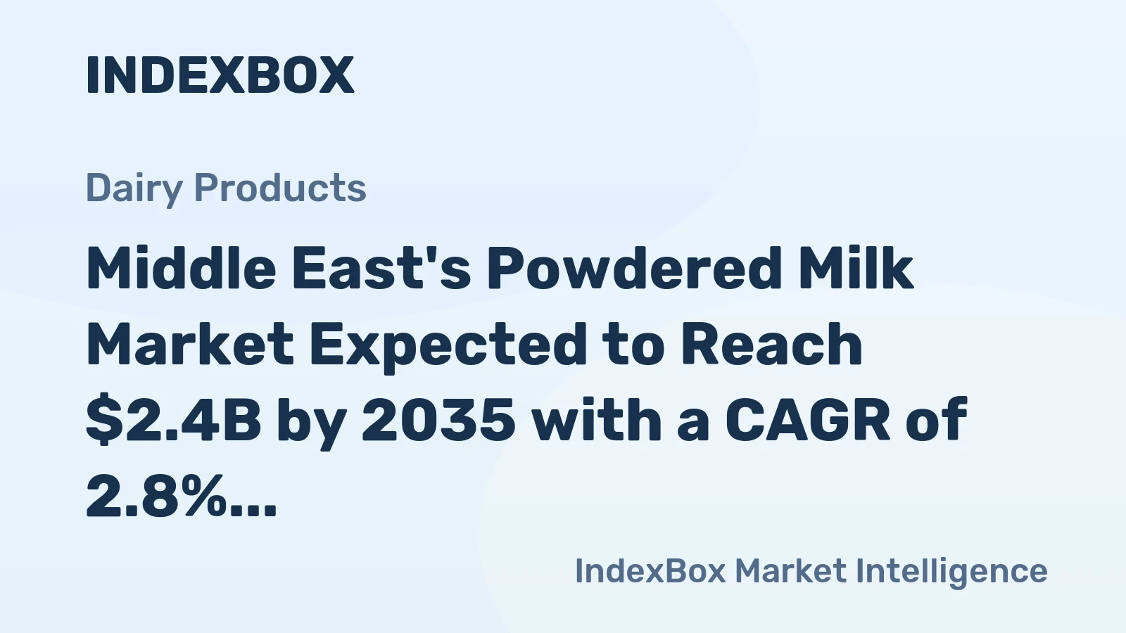 Middle East's Powdered Milk Market Expected to Reach $2.4B by 2035 with a CAGR of 2.8%