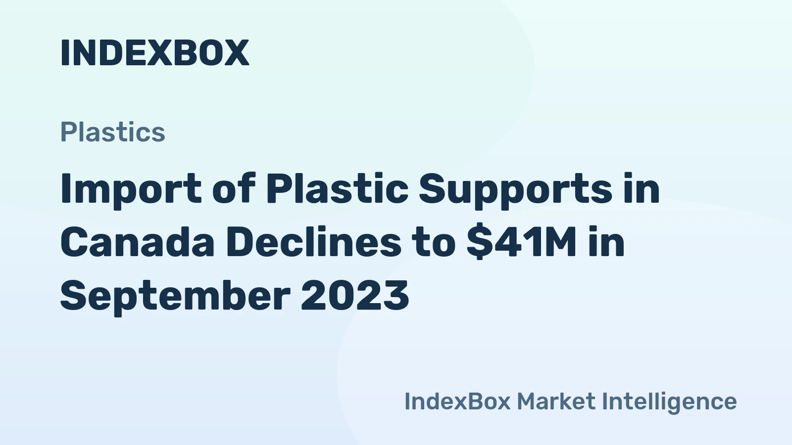 Import of Plastic Supports in Canada Declines to $41M in September 2023