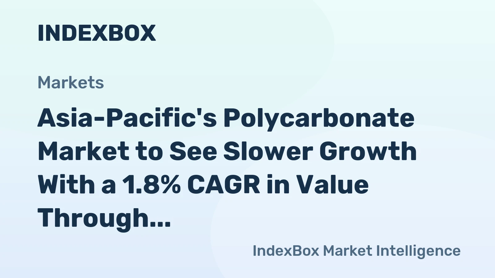 Asia-Pacific's Polycarbonate Market to See Slower Growth With a 1.8% CAGR in Value Through 2035