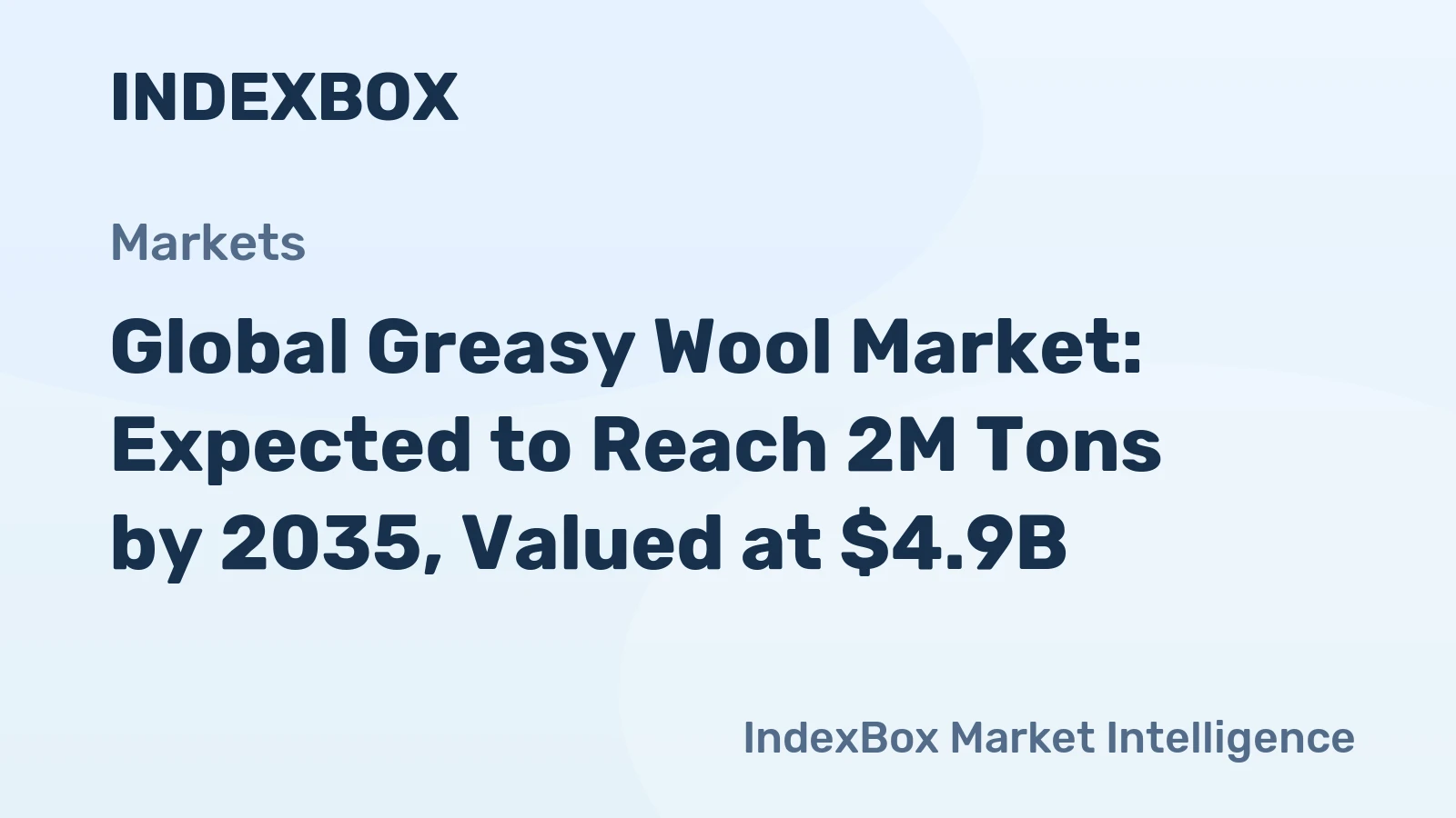 Global Greasy Wool Market: Expected to Reach 2M Tons by 2035, Valued at $4.9B