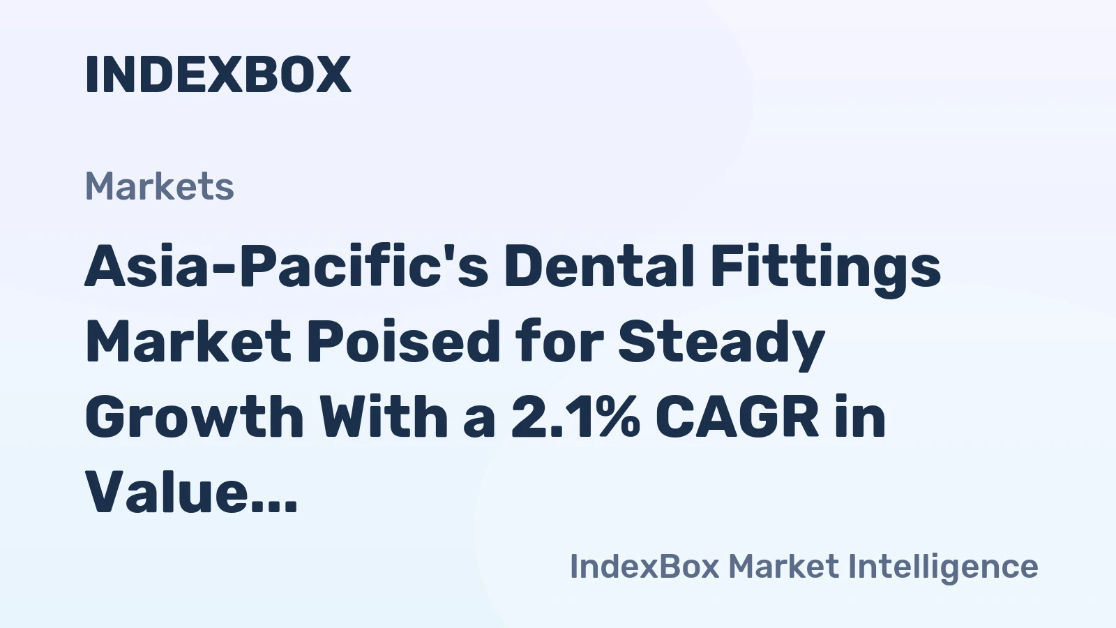 Asia-Pacific's Dental Fittings Market Poised for Steady Growth With a 2.1% CAGR in Value Through 2035