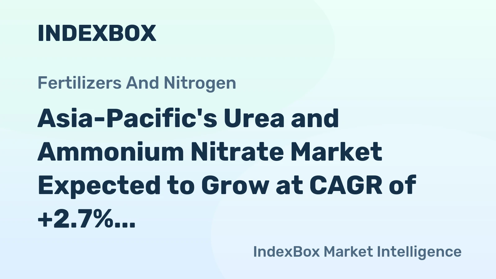 Asia-Pacific's Urea and Ammonium Nitrate Market Expected to Grow at CAGR of +2.7% by 2035