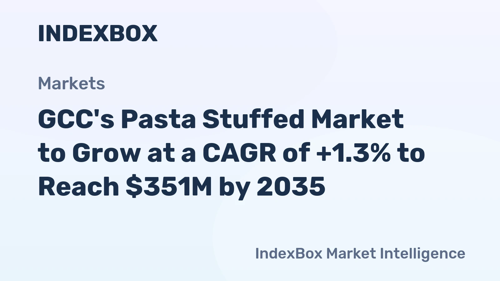 GCC's Pasta Stuffed Market to Grow at a CAGR of +1.3% to Reach $351M by 2035