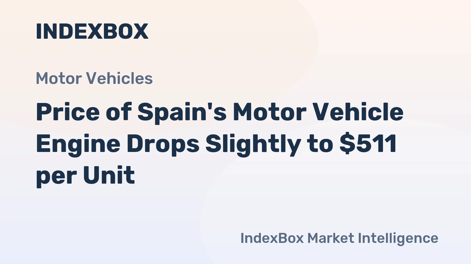 Price of Spain's Motor Vehicle Engine Drops Slightly to $511 per Unit
