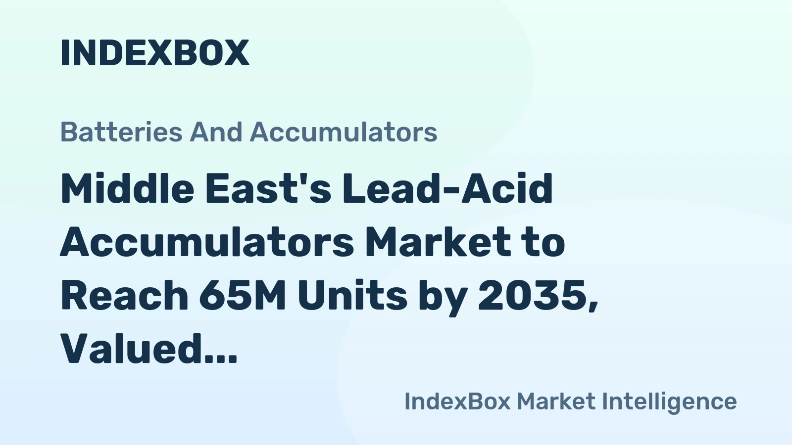 Middle East's Lead-Acid Accumulators Market to Reach 65M Units by 2035, Valued at $6.3B