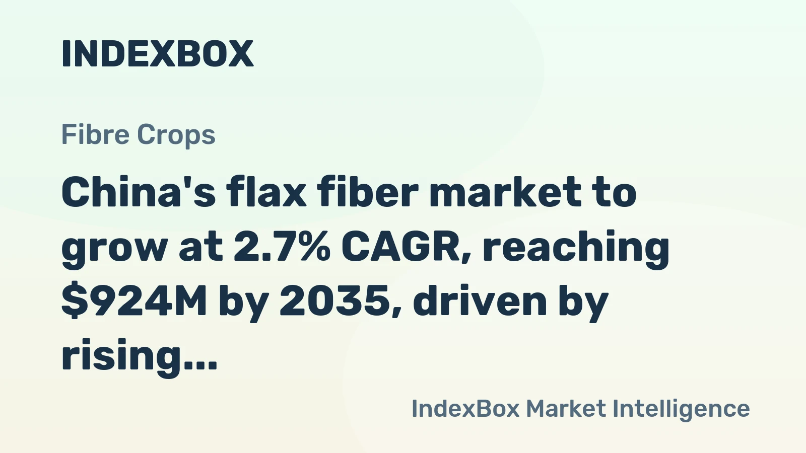 China's flax fiber market to grow at 2.7% CAGR, reaching $924M by 2035, driven by rising demand.
