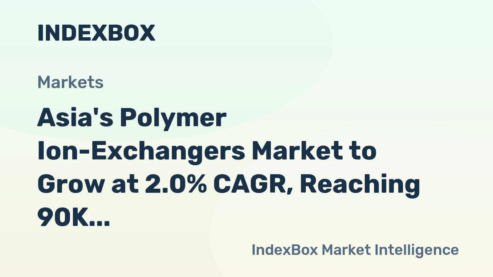Asia's Polymer Ion-Exchangers Market to Grow at 2.0% CAGR, Reaching 90K tons by 2035
