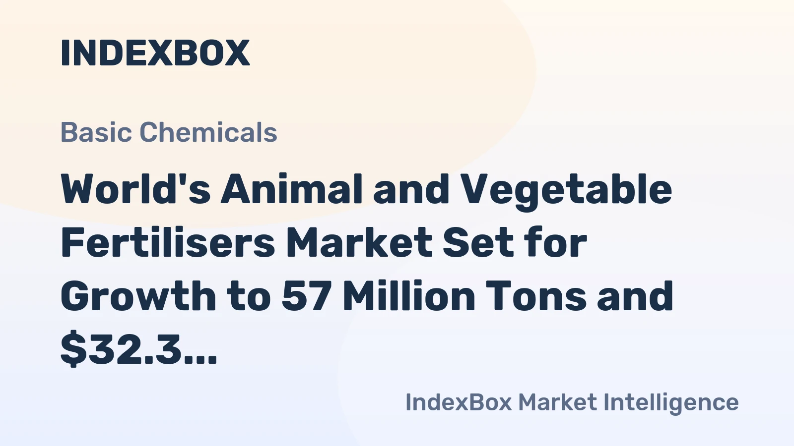 World's Animal and Vegetable Fertilisers Market Set for Growth to 57 Million Tons and $32.3 Billion
