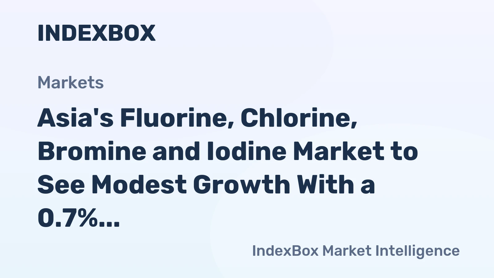 Asia's Fluorine, Chlorine, Bromine and Iodine Market to See Modest Growth With a 0.7% CAGR in Value Through 2035