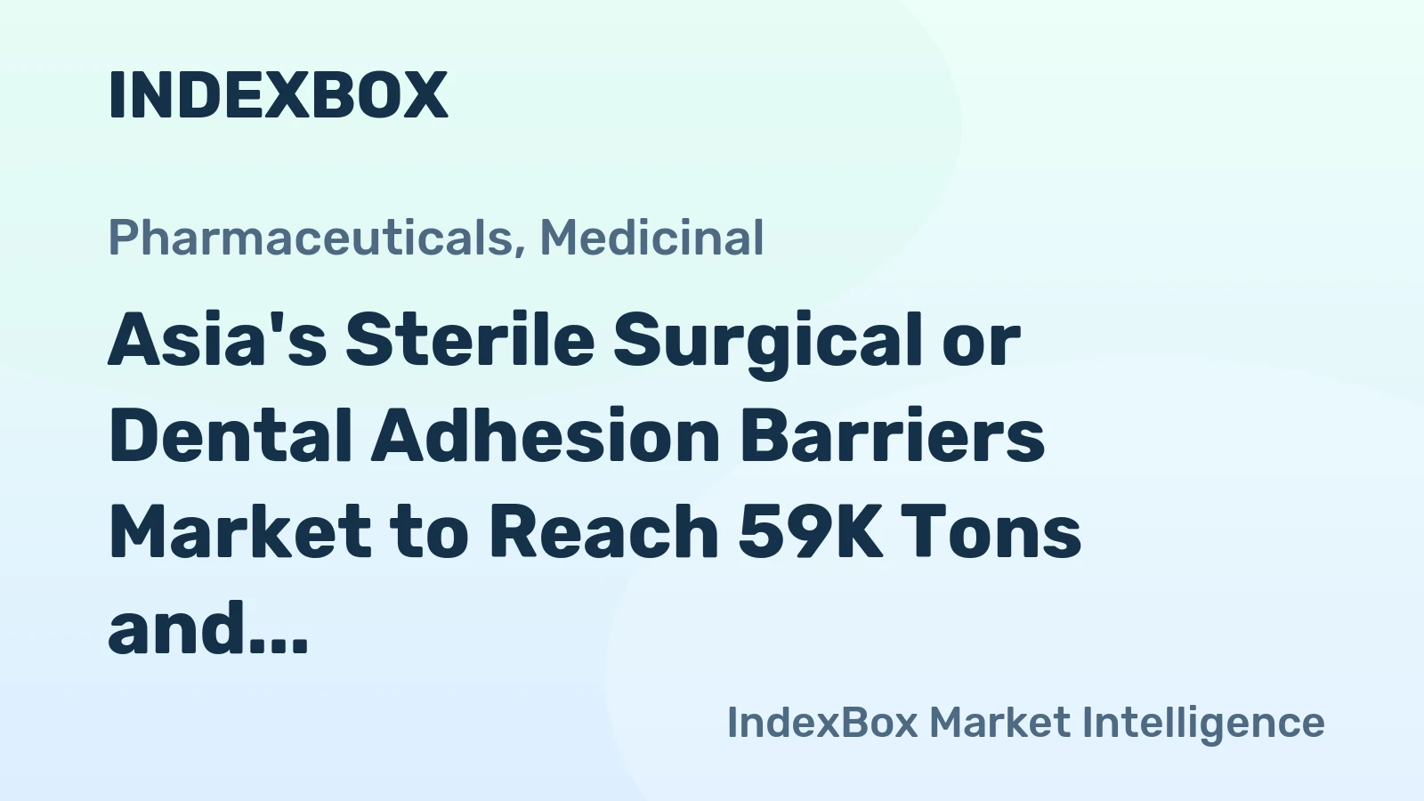 Asia's Sterile Surgical or Dental Adhesion Barriers Market to Reach 59K Tons and $6.5B by 2035