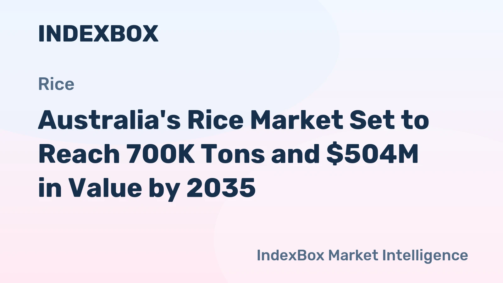Australia's Rice Market Set to Reach 700K Tons and $504M in Value by 2035