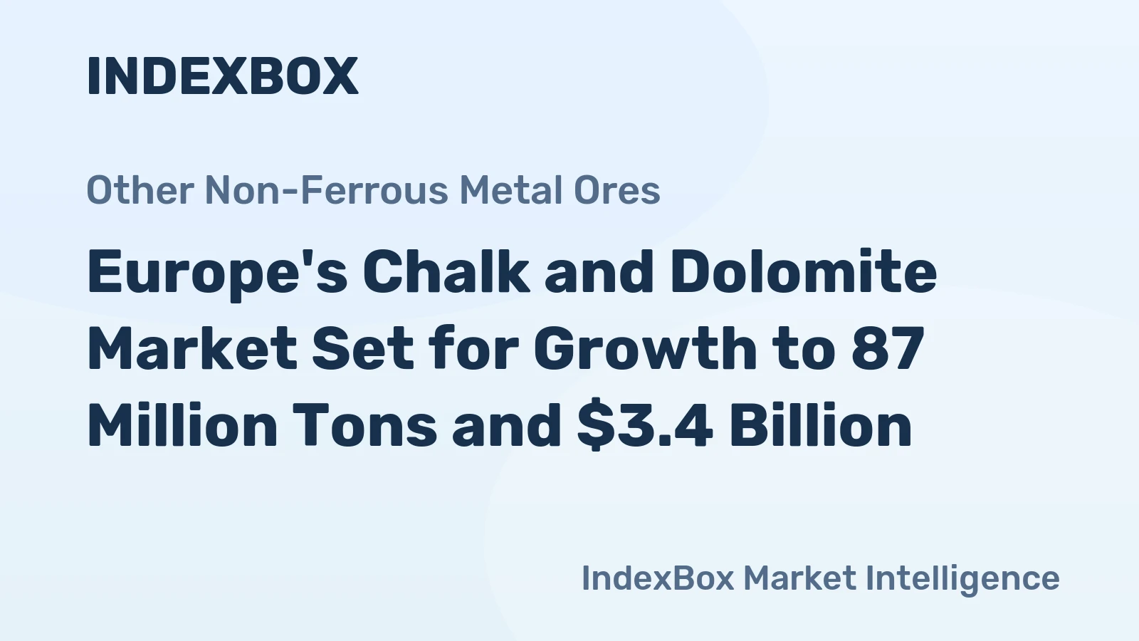 Europe's Chalk and Dolomite Market Set for Growth to 87 Million Tons and $3.4 Billion