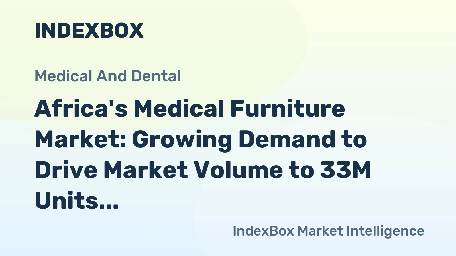 Africa's Medical Furniture Market: Growing Demand to Drive Market Volume to 33M Units and Value to $440M by 2035