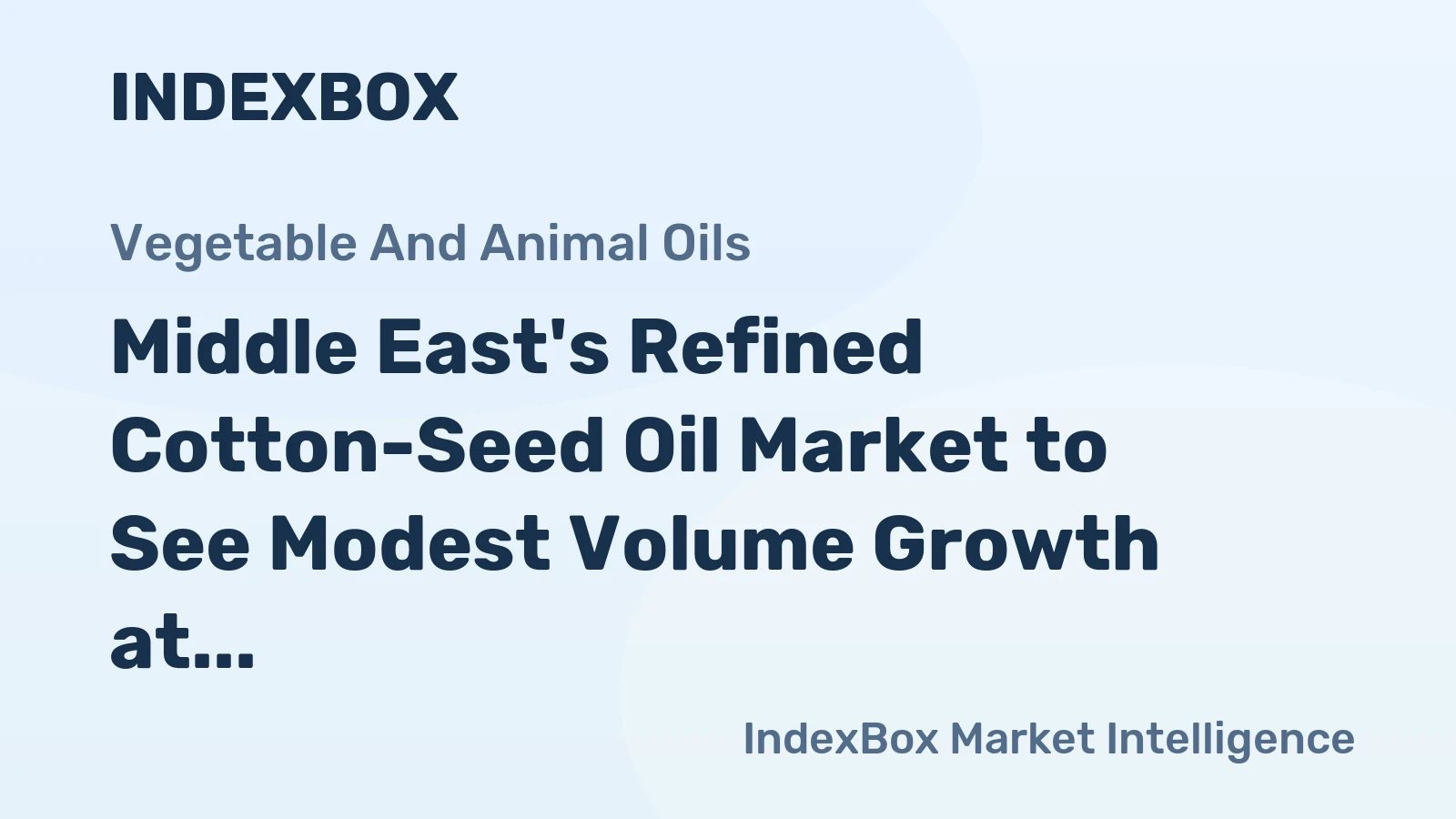 Middle East's Refined Cotton-Seed Oil Market to See Modest Volume Growth at +0.8% CAGR Through 2035