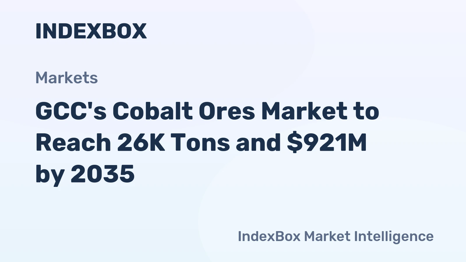GCC's Cobalt Ores Market to Reach 26K Tons and $921M by 2035