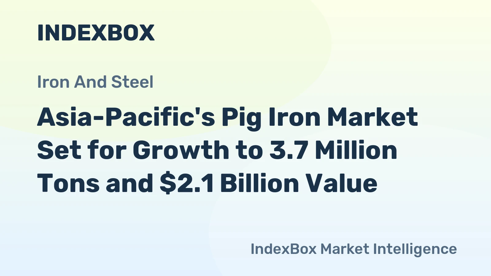 Asia-Pacific's Pig Iron Market Set for Growth to 3.7 Million Tons and $2.1 Billion Value