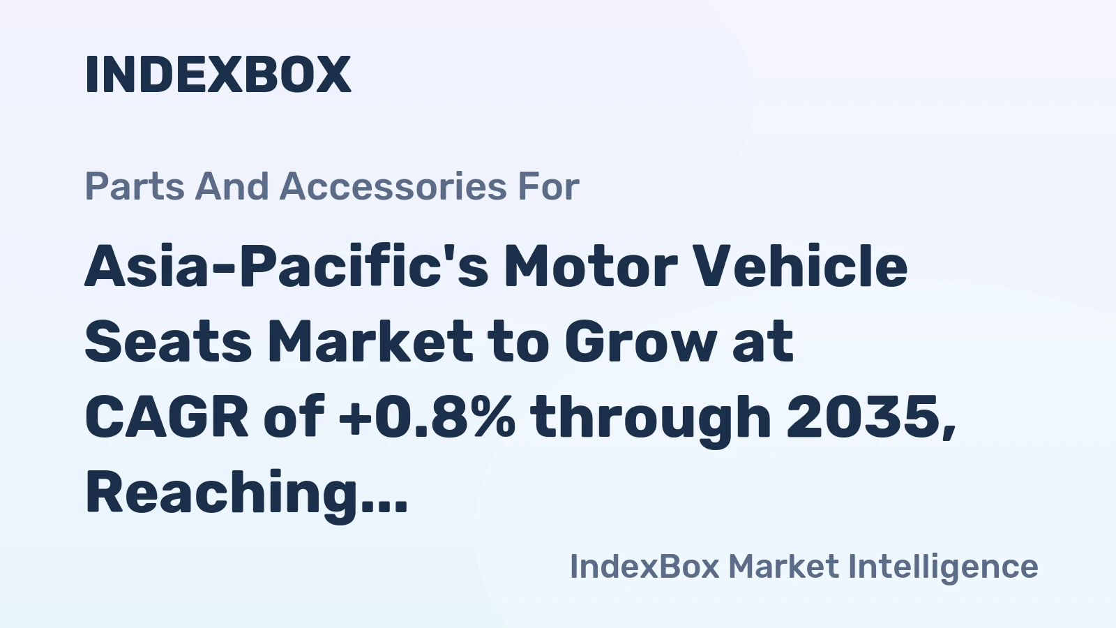 Asia-Pacific's Motor Vehicle Seats Market to Grow at CAGR of +0.8% through 2035, Reaching $28.6B in Value