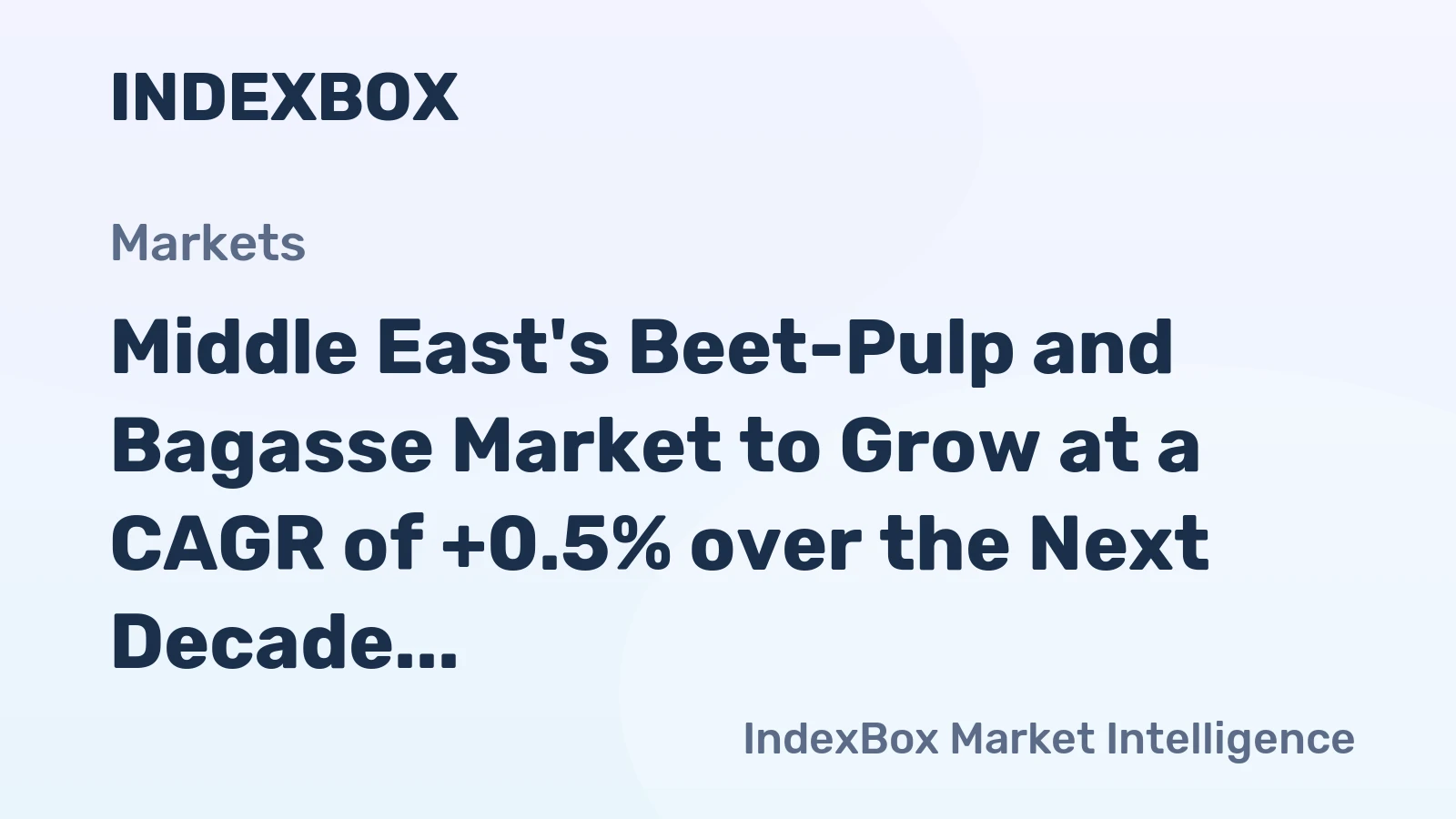 Middle East's Beet-Pulp and Bagasse Market to Grow at a CAGR of +0.5% over the Next Decade