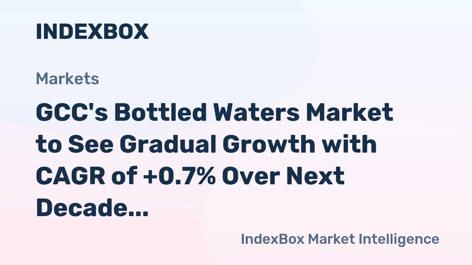 GCC's Bottled Waters Market to See Gradual Growth with CAGR of +0.7% Over Next Decade