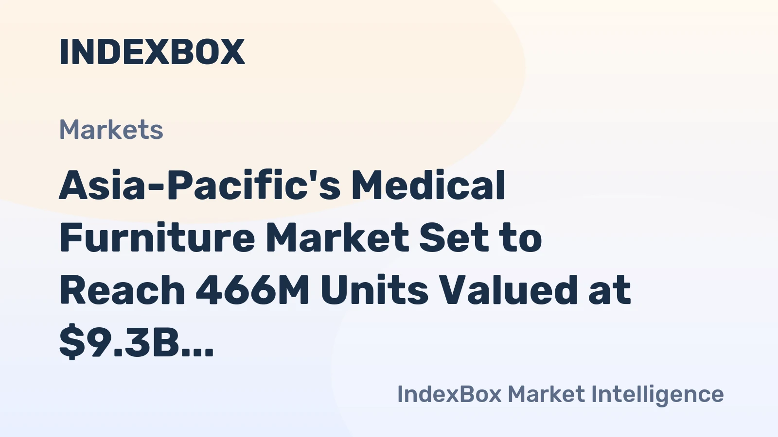 Asia-Pacific's Medical Furniture Market Set to Reach 466M Units Valued at $9.3B by 2035
