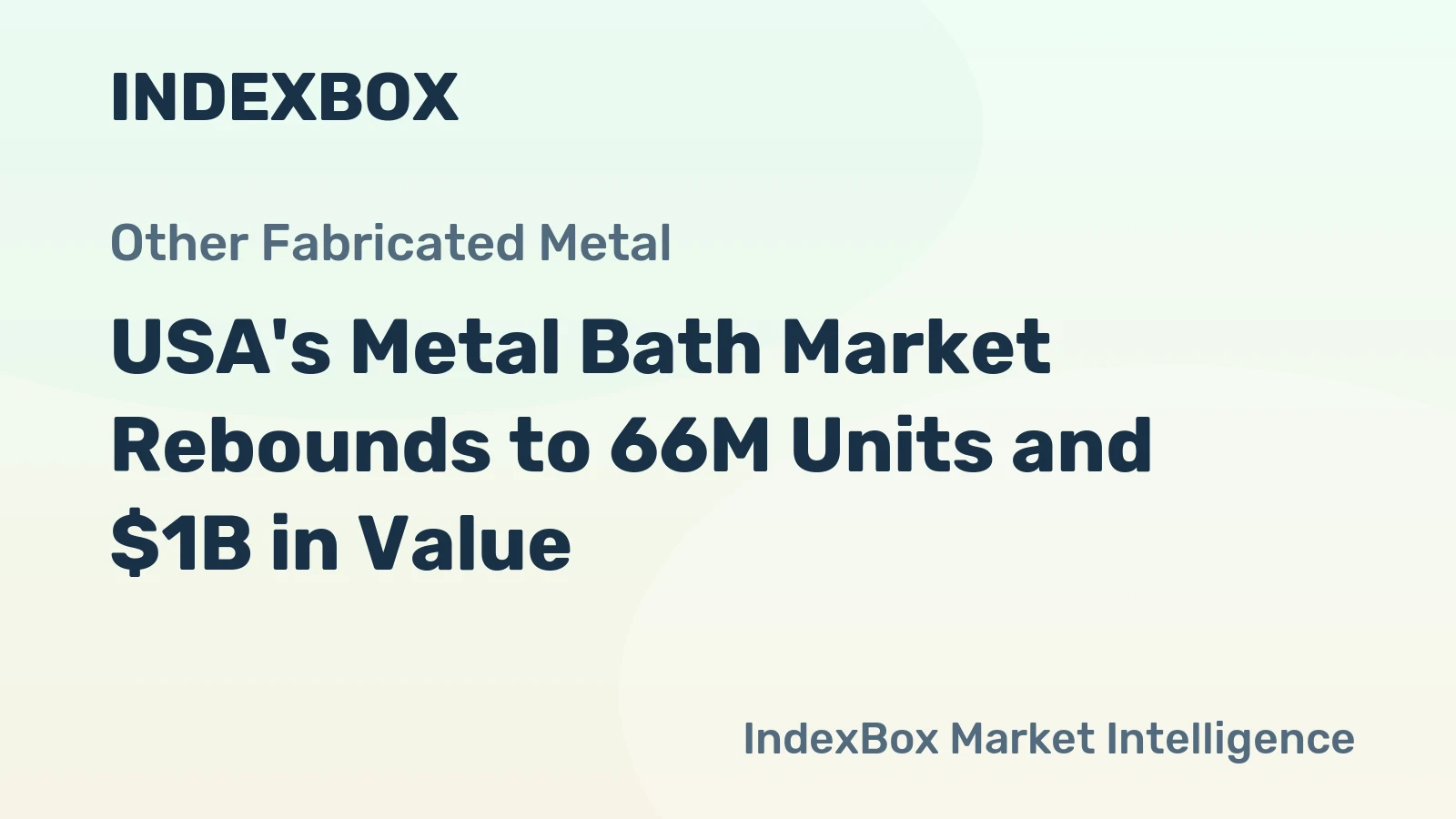 USA's Metal Bath Market Rebounds to 66M Units and $1B in Value