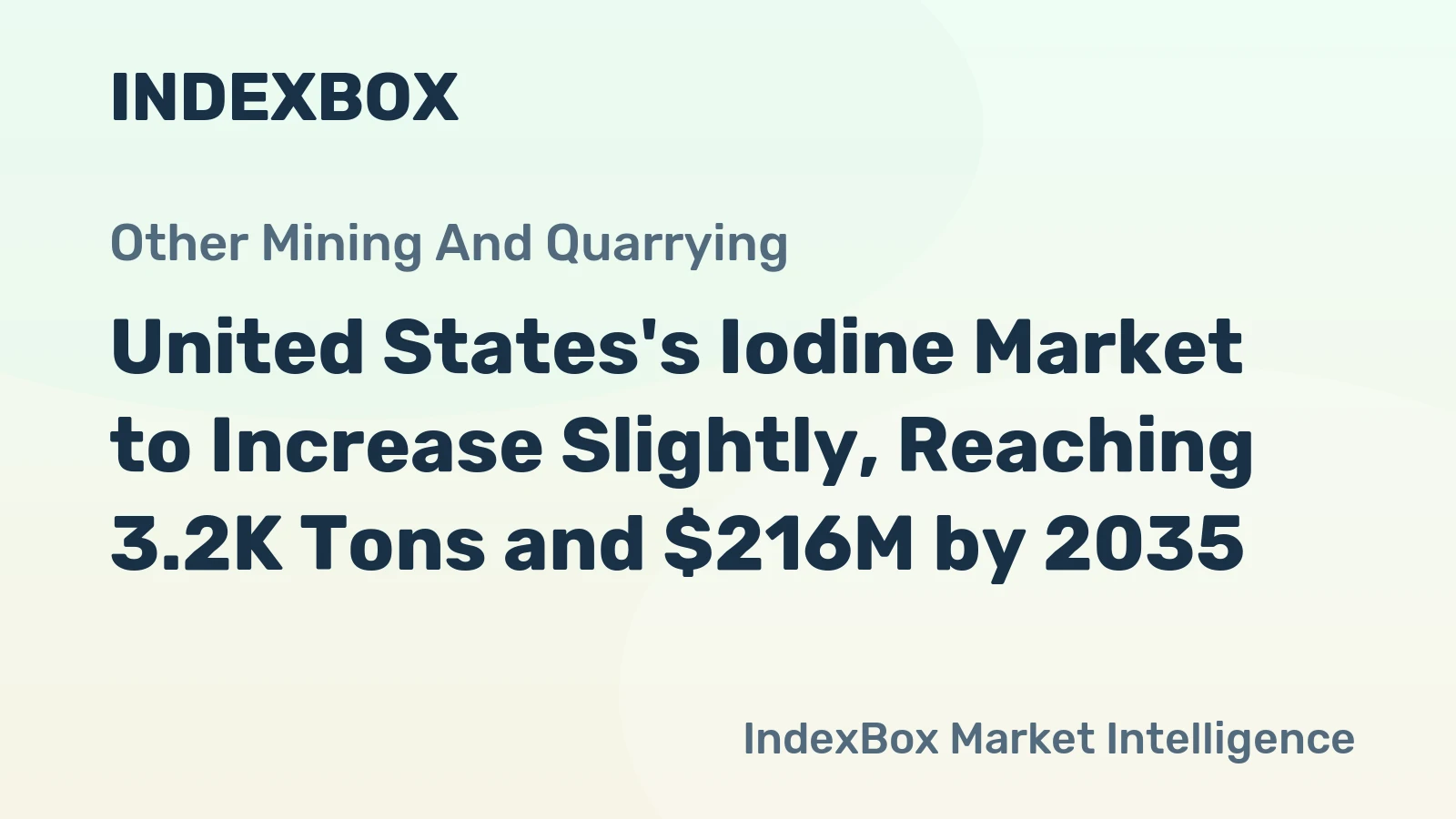 United States's Iodine Market to Increase Slightly, Reaching 3.2K Tons and $216M by 2035